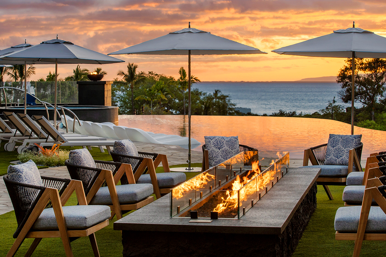 ac hotel maui wailea hawaii pool lounge fire pit seating. romantic ...